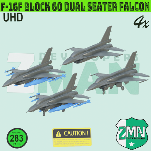 STL file F-16F BLOCK 60 Fighting Falcon V13 (4 IN1) ️ ・3D print object ...
