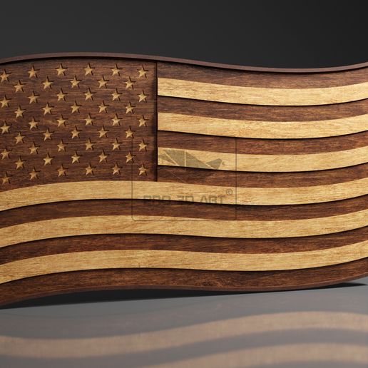 🇺🇸 USA Wavy Flag - Multilayer Laser Cutting Files・ 3D File for CNC ...