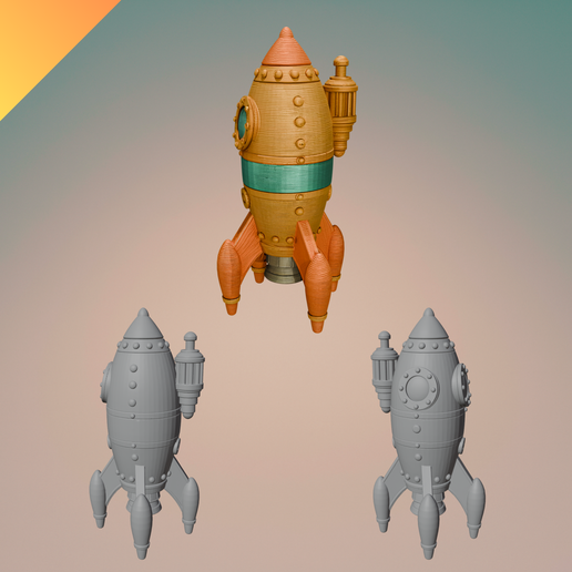 🚀 Retro Rocket Ship – 3D Printable Steampunk Spaceship Model・ STL File ...