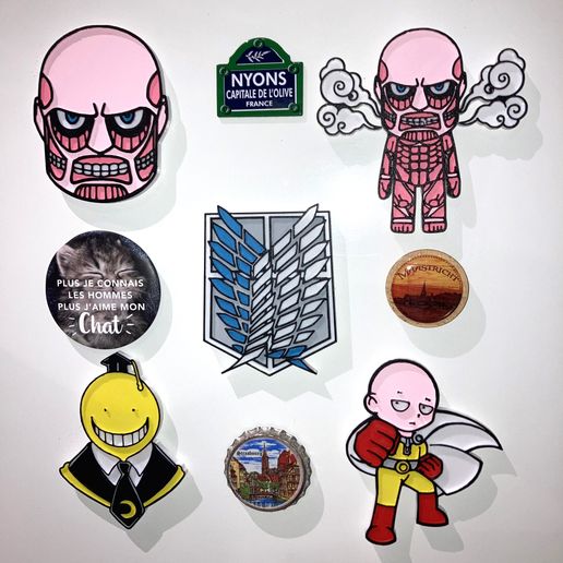💬 125 Manga / Anime Magnets・ 3D File for 3D printing・Cults