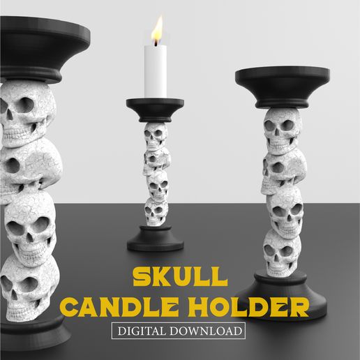 💀 3D Skull Gothic Candlestick Holder, Halloween Deco, Gothic Home, Skeleton, Human Skull, Skull ...