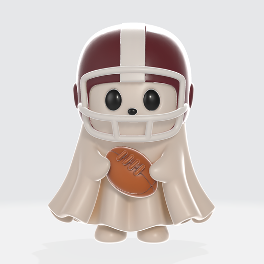 👻 Cute Ghost Football Player Figurine – Halloween Sports Mascot・ 3D ...