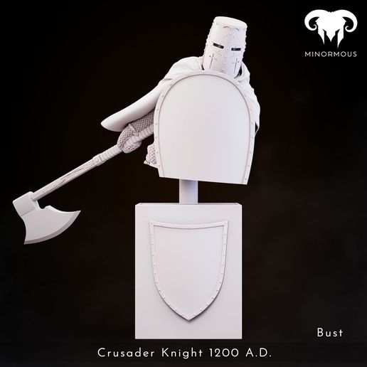 👤 Bust - Crusader Knight 12th-13th CAD - Vigilant Sentinel・ 3D File for ...