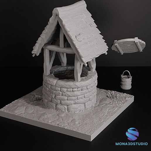 🪣 Modular Medieval Well with Lid & Bucket – 3D Printable Miniature (Pre ...