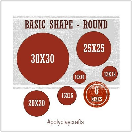 📁 Polymer Clay Cutters | Basic Shapes - Round | Digital STL File | 6 ...