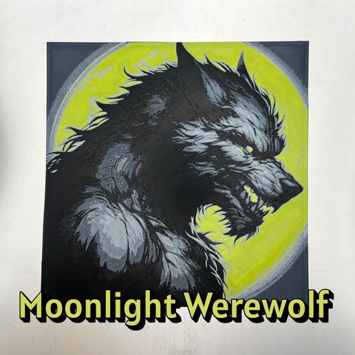🐺 Moonlight Werewolf Hueforge・Free STL File for 3D printing・Cults