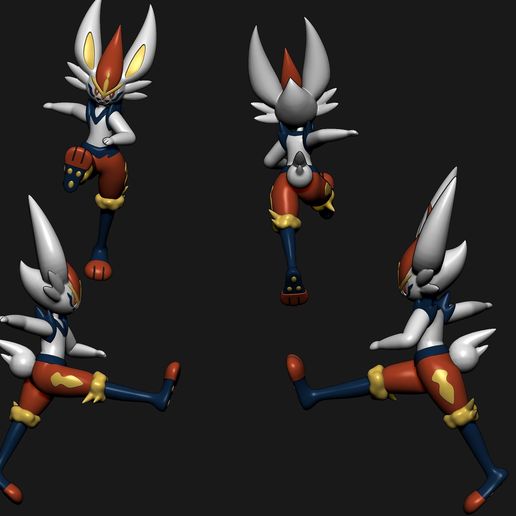 🐉 Pokemon - Cinderace with 2 poses・ STL File for 3D printing・Cults