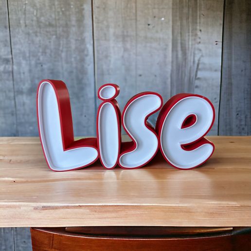 STL file First name led Lise 💡 ・3D printable design to download・Cults