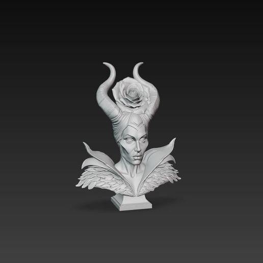 👤 Maleficent Bust with Rose Centerpiece - High Detail 3D Print Model ...