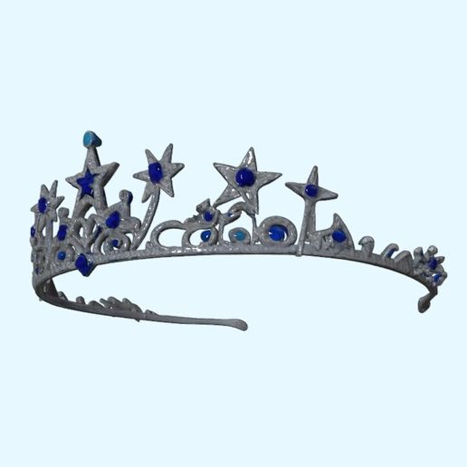 ⭐ Celestial Tara – Star Tiara with Blue Gems・ STL File for 3D printing ...