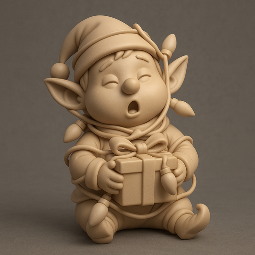 🧝 Elf Tangled in Christmas Lights・ STL File for 3D printing・Cults