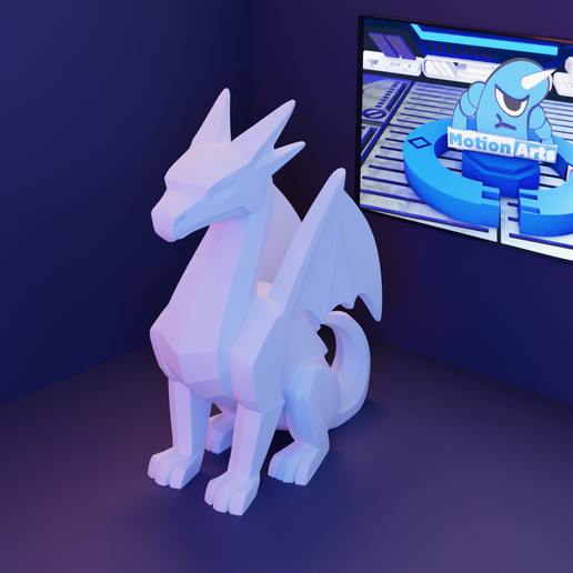 🐉 Low Poly Dragon・Free STL File for 3D printing・Cults