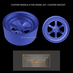 STL file WHEELS FOR CUSTOM DIECAST AND MODEL KIT - 8 STUD・3D printing template to download・Cults