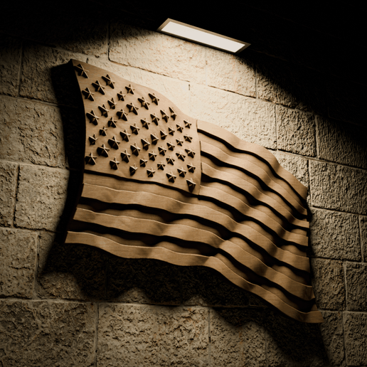 👋 3D STL Design Waving American Flag Relief for CNC Routers and 3D ...