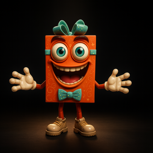 🎁 Cute 3D Gift Box Character Model – Fun Cartoon Style Figurine for 3D ...