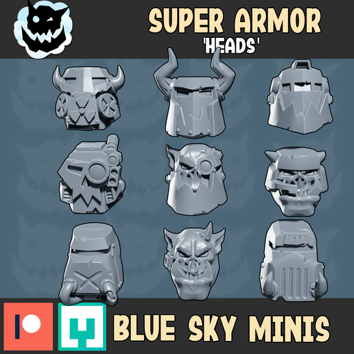 👺 Super Armor Heads・ 3D File for 3D printing・Cults