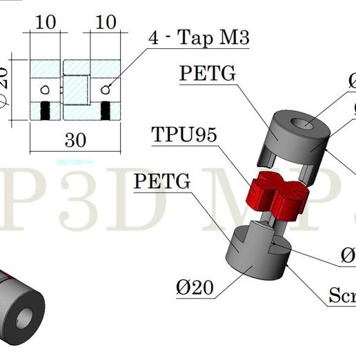 🧞‍♂️ Jaw Couplings - Set Screw 20-8-8・Free STEP File for 3D printing・Cults