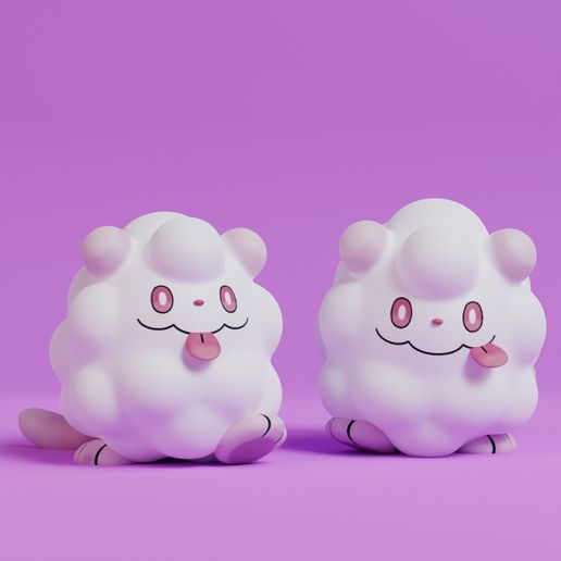 🐉 Pokemon - Swirlix and Slurpuff with 2 poses・ STL File for ・Cults