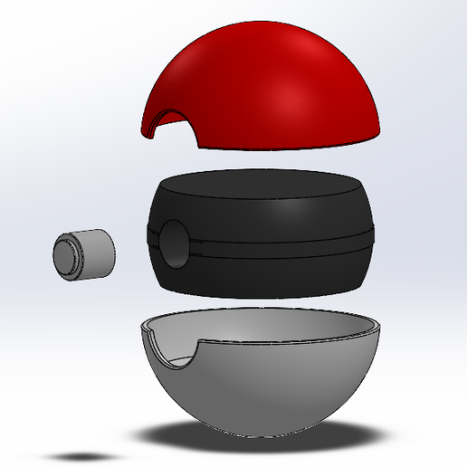 🐉 Poke-Ball Solid Model 4-Piece Easy Print・Free STL File for ・Cults