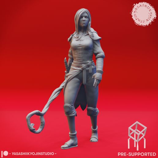 3D file Druid - Human Female - Lvl 1 - Tabletop Miniatures (Pre ...