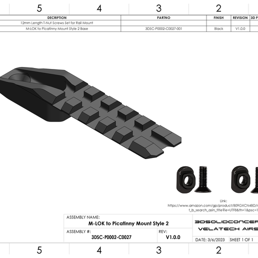 📦 C0027 M-LOK to Picatinny Mount Style 2 Package for Realistic Cosplay or Airsoft・ STL File for ...