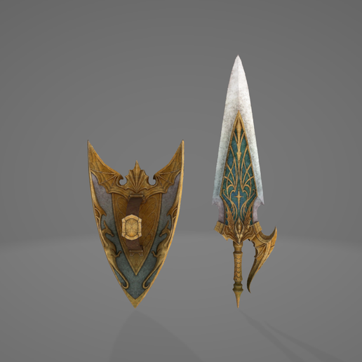 STL file MONSTER HUNTER WORLD GUILD PALACE SWORD AND SHIELD 👹 (OBJ)・3D ...