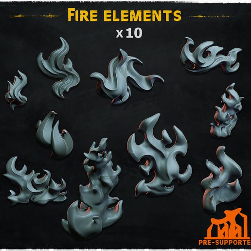 🔥 Fire elements -Basing Bits 1.0・ 3D File for 3D printing・Cults