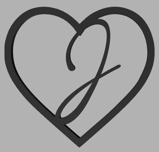STL file heart with initial J 💜 ・Model to download and 3D print・Cults