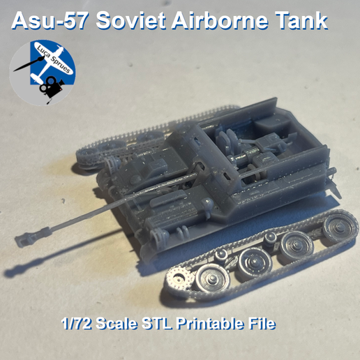 🎲 1/72 Scale ASU-57 Soviet Airborne Assault Gun/Tank STL Files・ STL ...