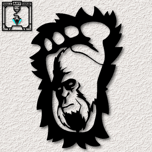 🎨 realistic bigfoot wall art sasquatch wall decor 2d art creature・ STL ...