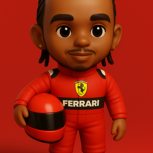 🪖 Lewis Hamilton – Ferrari Vinyl Toy Style Figurine (3D Model)・ STL ...