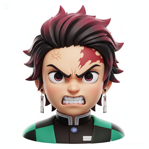 😡 Angry Tanjiro Kamado 3D Head Bust | High-Detail・ STL File for 3D ...