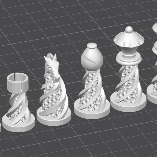 ♟️ CHESS SET PIECES SPIRAL LATTICE・ 3D File for 3D printing and CNC ...