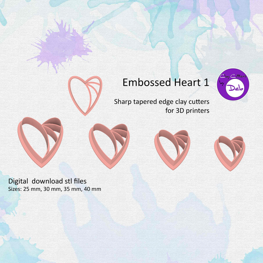 💜 Cutter Embossed Heart 1・Free 3D File for 3D printing・Cults