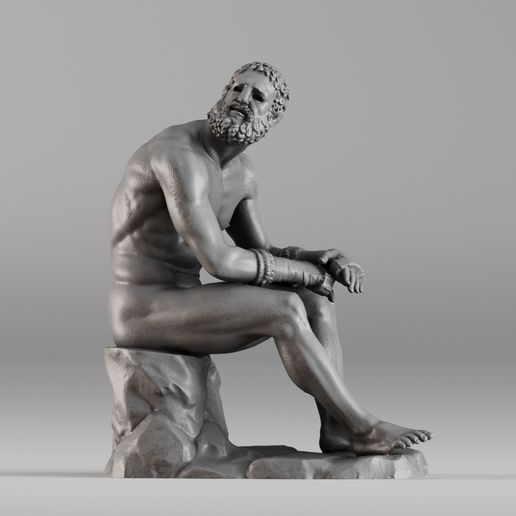 🏛️ 001648 Seated Ancient Greek Boxer・ 3D File for 3D printing・Cults