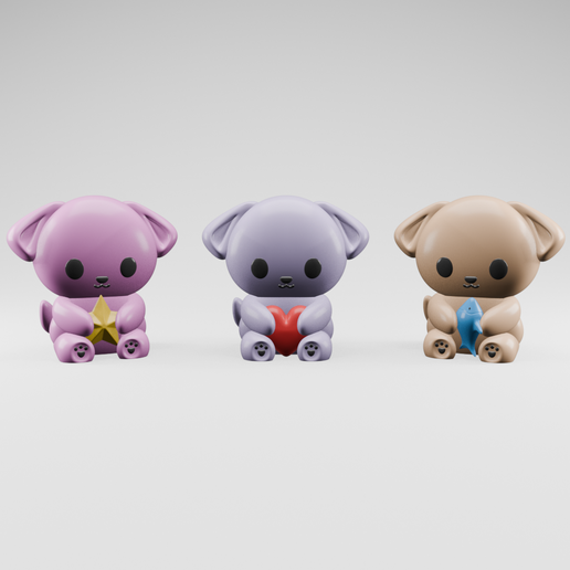 STL file Cute Dog Keychain Set – 3D Printable Puppies with Star, Heart ...
