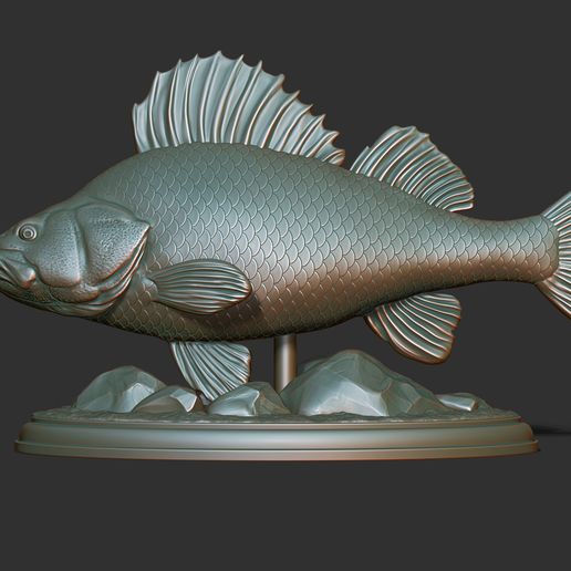 🐠 Perch fish on the base・ STL File for 3D printing and CNC machining ...