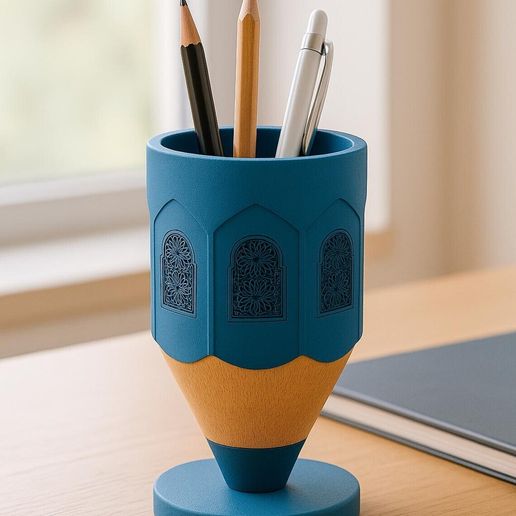 ️ Pencil Palace – 3D Printable Pen Holder STL with Moroccan Pattern ...