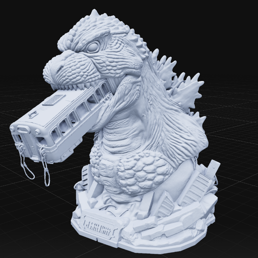 🚆 Godzilla inspired statue eating subway train・ STL File for 3D ...