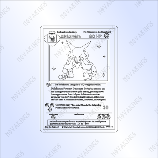 🐉 Alakazam Pokemon Card Vector SVG PDF DXF Laser Cutter File・ 3D File ...