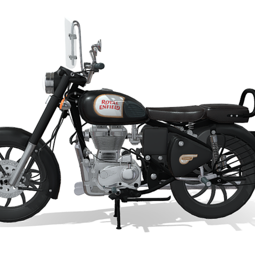 OBJ file Royal Enfield classic 350 with windshield 🏍️ ・Model to ...