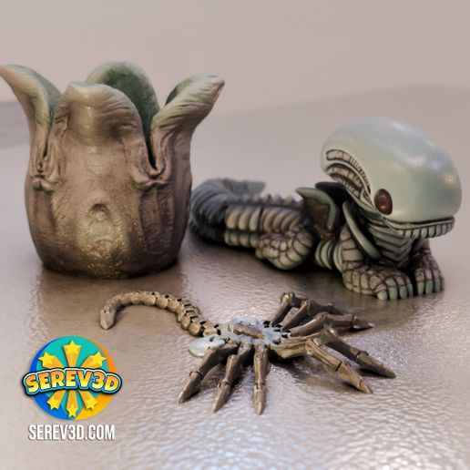 👽 Alien Dragon & Facehugger - Horror Creature Duo - Articulated Flexi ...