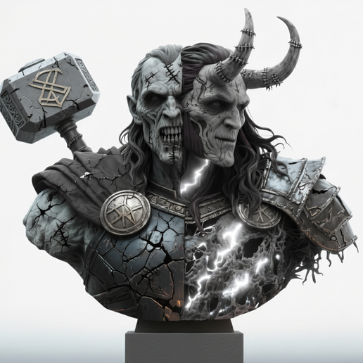 😇 Fallen Gods – Undead vs Demon Lord 3D Printable Bust・Free 3MF File ...
