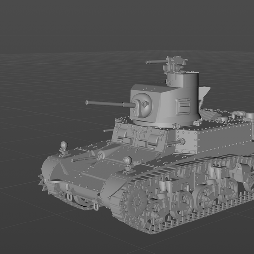 🪖 American M3 "Stuart" tank 3D model material・ OBJ File for 3D printing ...