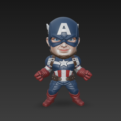 👾 Chibi Captain America - Star-Spangled Hero・ STL File for 3D printing ...