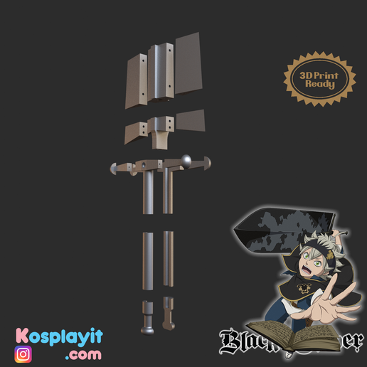 🗡️ Asta Demon Slayer Sword 3D Model Digital File - Black Clover Cosplay ...
