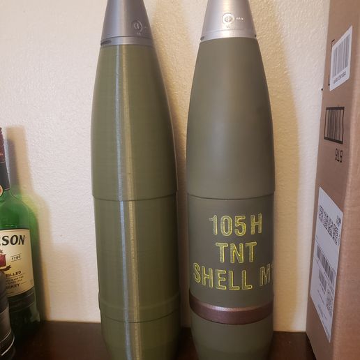 🧨 105mm Artillery shell Whiskey Stash STL・ STL File for 3D printing・Cults