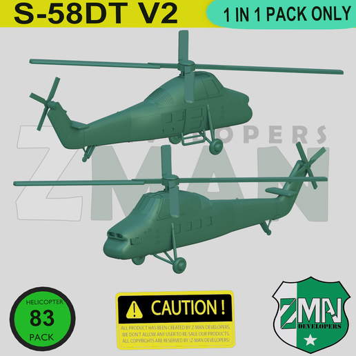 🚁 Sikoersky S-58dt V1・ STL File for 3D printing・Cults