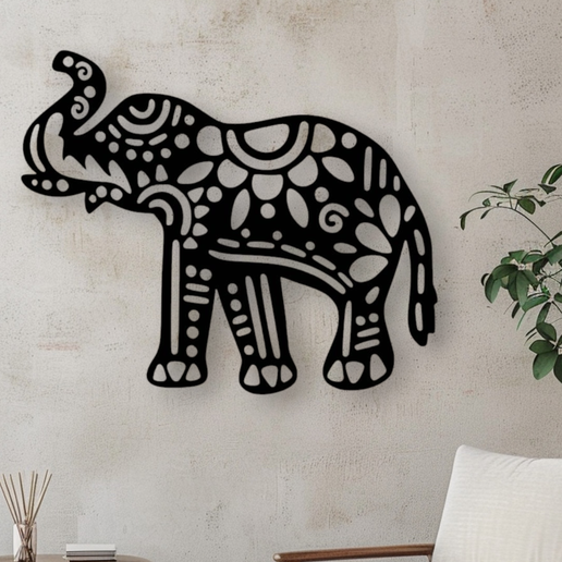 Fichier STL Elephant Wall art Sculpture 2D 🐘 (3MF)・Design imprimable en ...