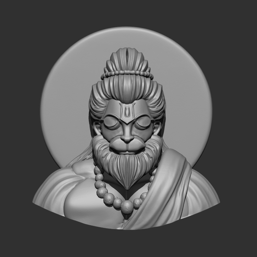 👤 Lord Hanuman Wall Relief STL | Meditative Bajrangbali Bust | Hindu ...